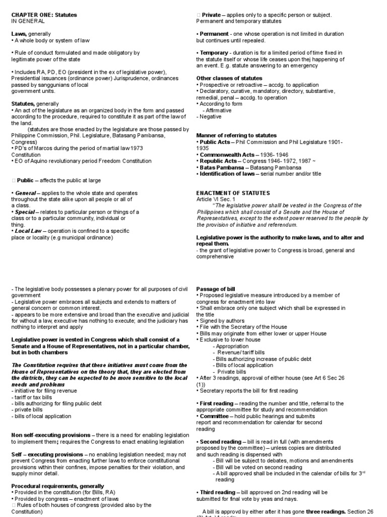 Stat Con Notes | PDF | Bill (Law) | Appropriations Bill (United States)
