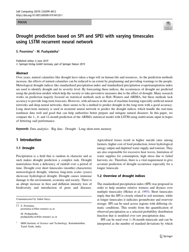 LSTM-Based Drought Prediction Using SPI/SPEI | PDF | Forecasting | Artificial Neural Network