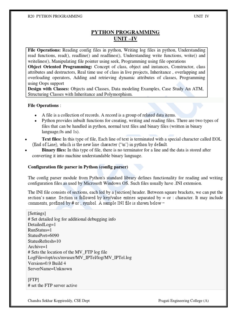 R20-N-Python Unit 4 - Chandu | Download Free PDF | Object Oriented Programming | Class (Computer ...