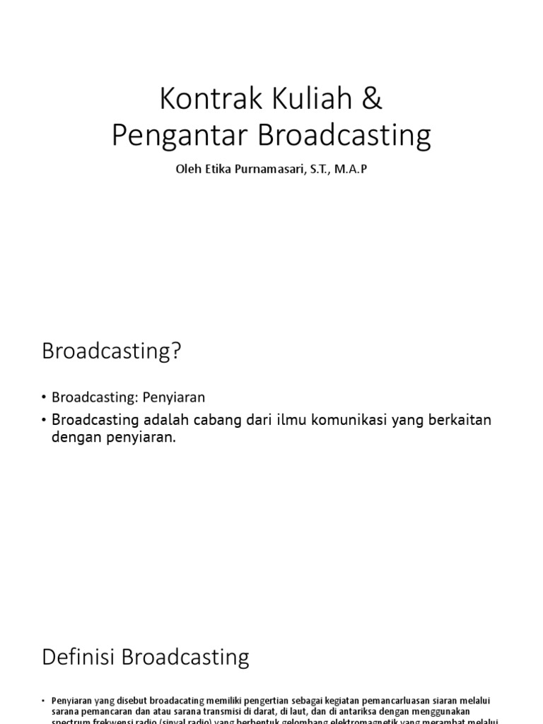 1 Kontrak Kuliah & Pengantar Broadcasting | PDF