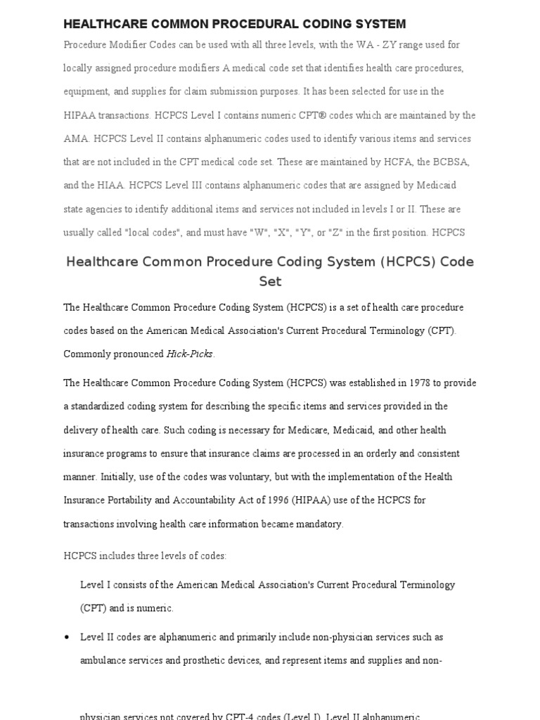 Healthcare Common Procedural Coding System | PDF | Health Insurance ...