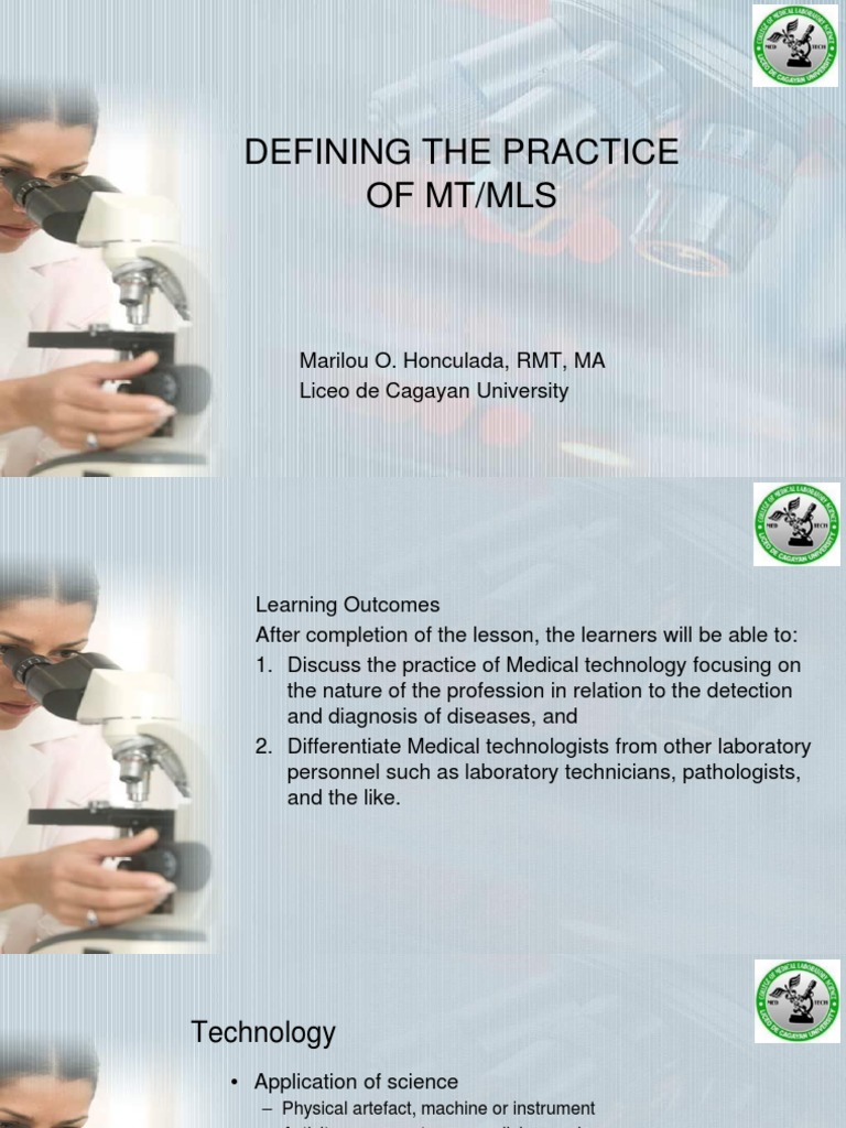 Pmls1 Defining The Practice of MT | PDF | Pathology | Medicine