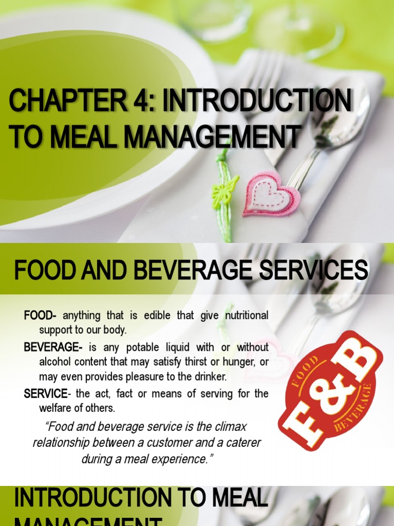 Fbs-chapter4-Introduction To Meal Management | PDF | Foods | Meal Fbs-chapter4-Introduction To Meal Management | PDF | Foods | Meal