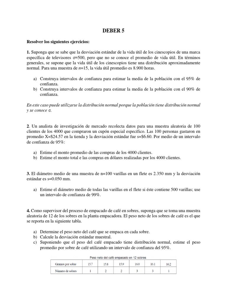 Estadísticas Ii.-Deber 5 | PDF