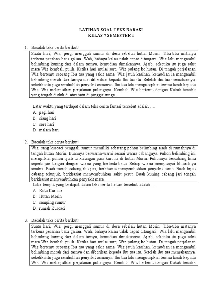 Latihan Soal Teks Narasi | PDF