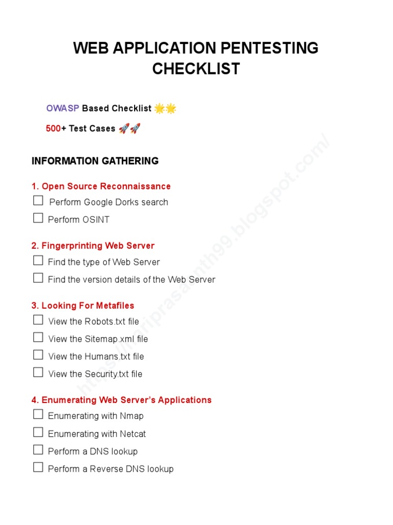 Web Application Checklist | PDF | Transport Layer Security | World Wide Web