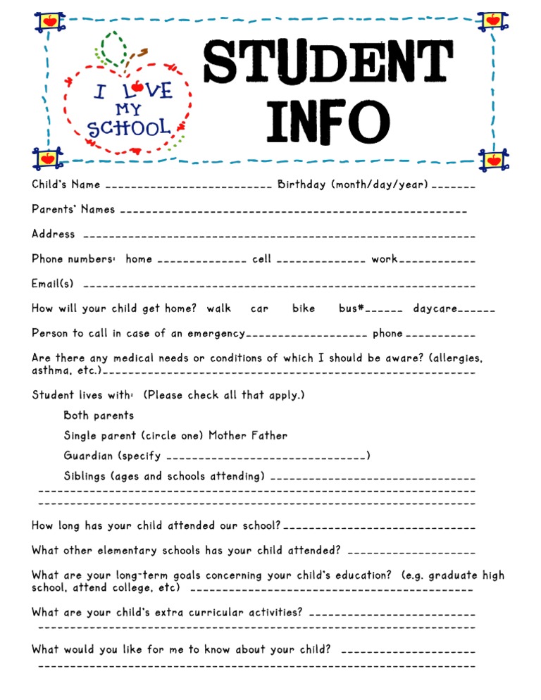 Child Information and Emergency Form | PDF