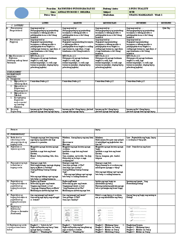 DLL Week 1 MTB | PDF