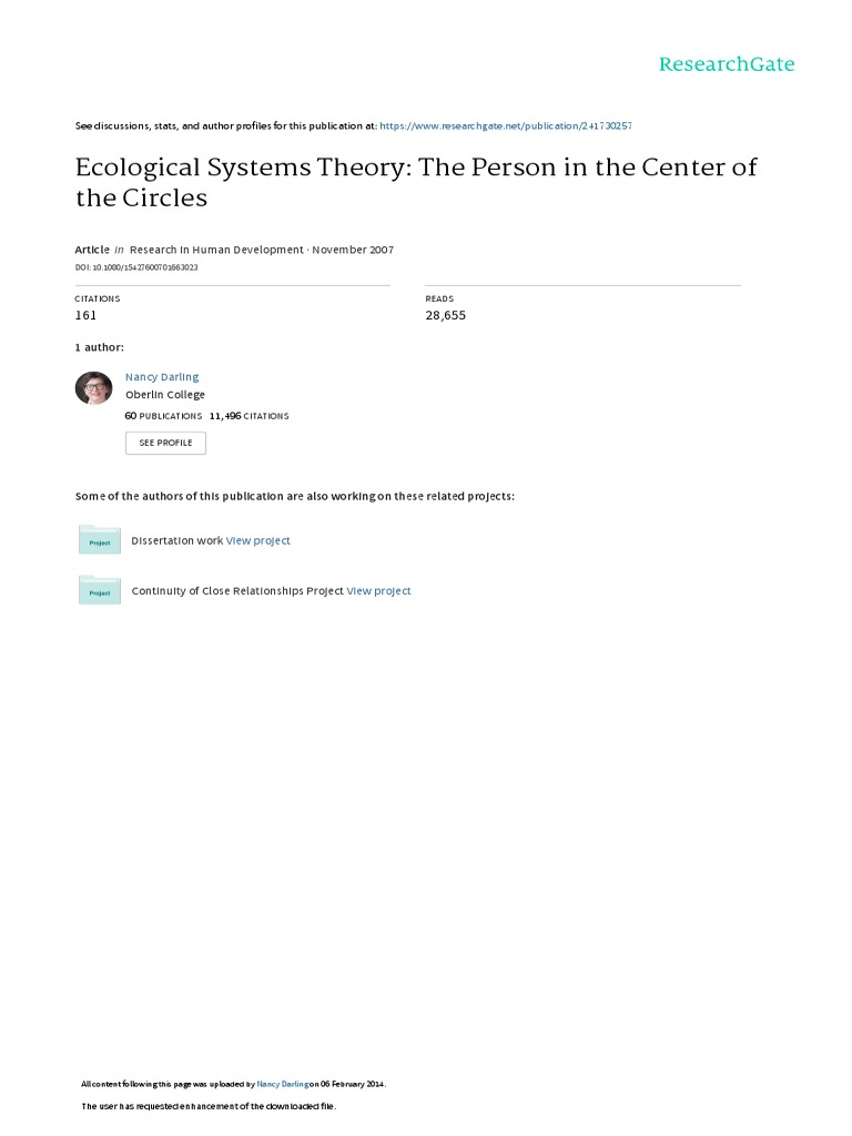 Ecological Systems Theory The Person in The Center | PDF | Science ...