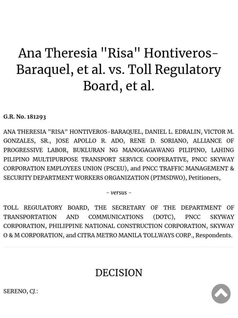 Hontiveros-Baraquel vs. TRB, G.R. No. 181293 (2015) | PDF | Standing ...