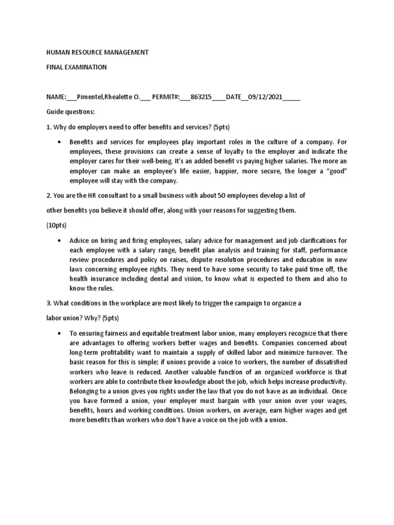 Ba Human Resource Management | PDF | Employment | Human Resource Management