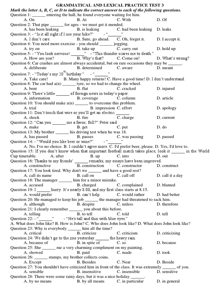 PRACTICE TEST 3 No Key | PDF
