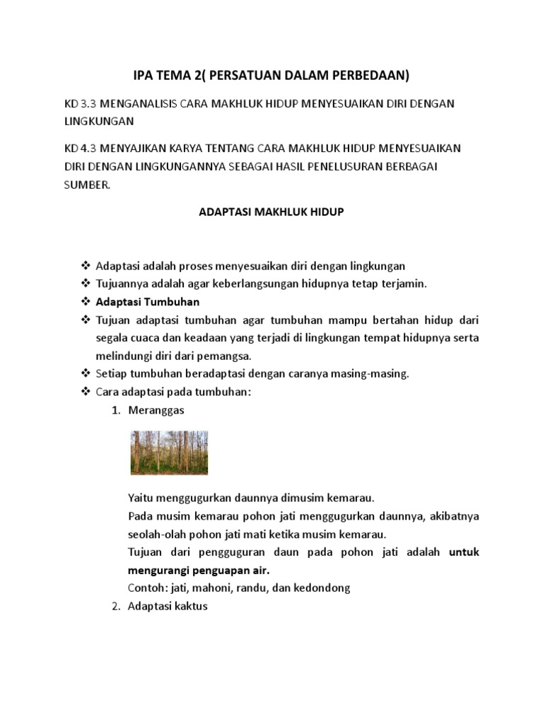 Rangkuman Materi Ipa Tema 2 | PDF | Kajian Bahasa Asing