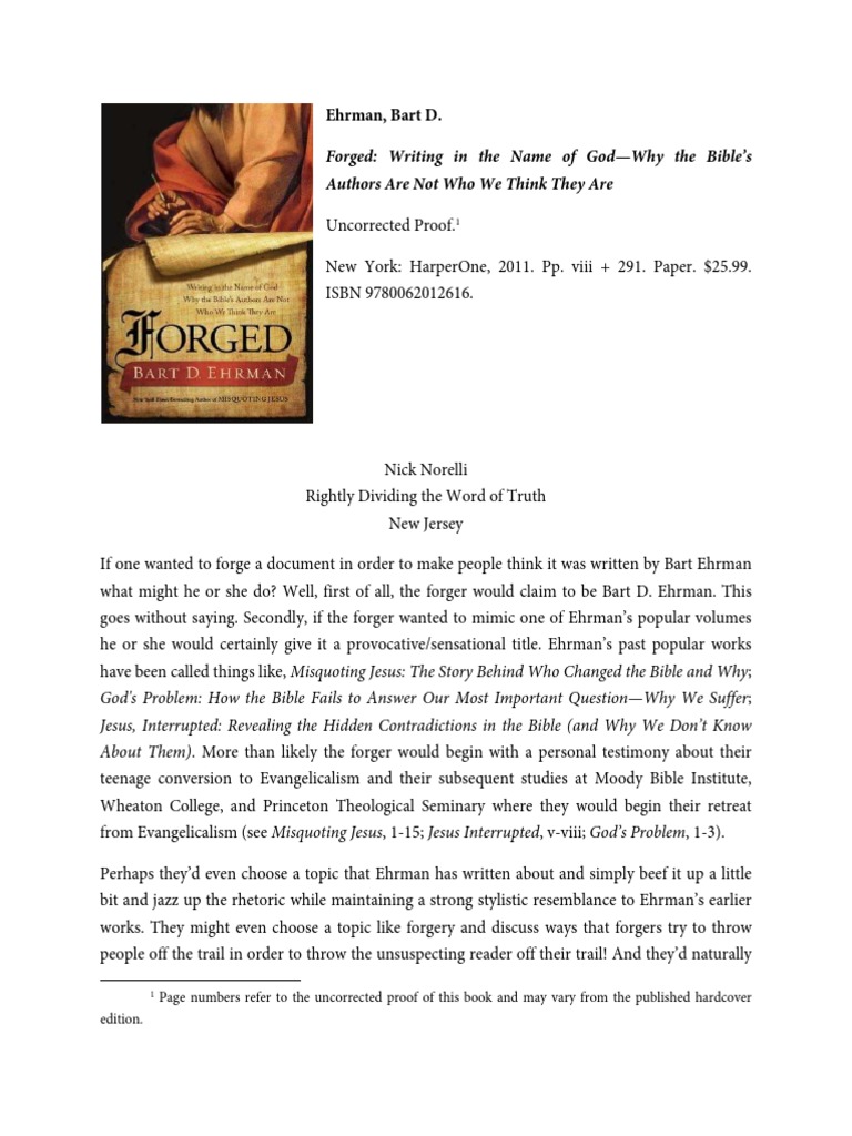 Ehrman Bart D Forged Writing in The Name | PDF | Paul The Apostle | Biblical Canon