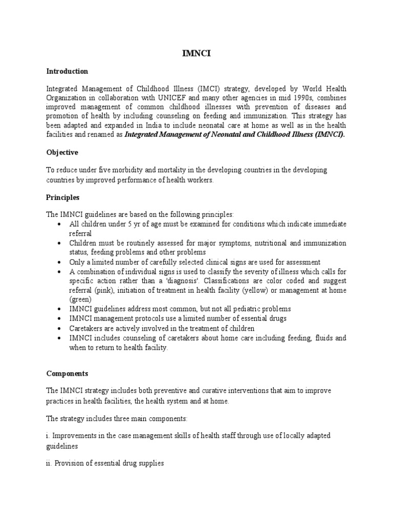 Imnci | PDF | Preventive Healthcare | Public Services