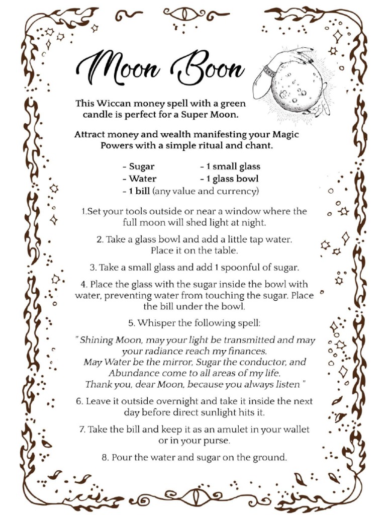 Moon Boon Chant Wiccan Money Spells8 | PDF