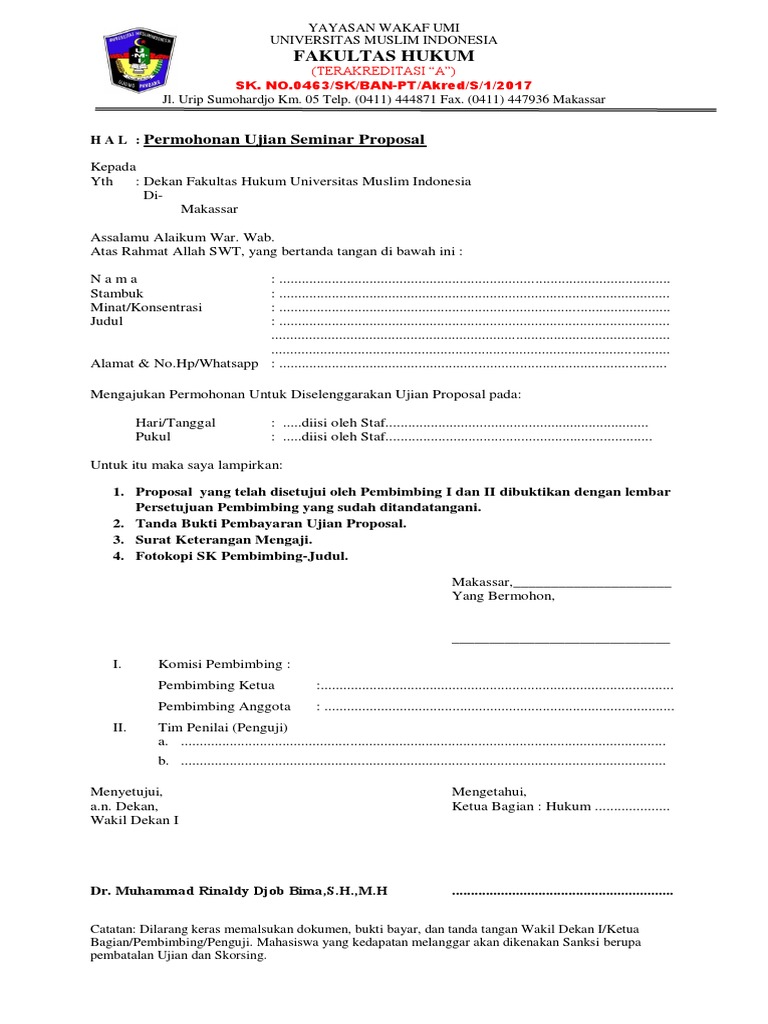 E-Form Ujian Proposal FH UMI | PDF