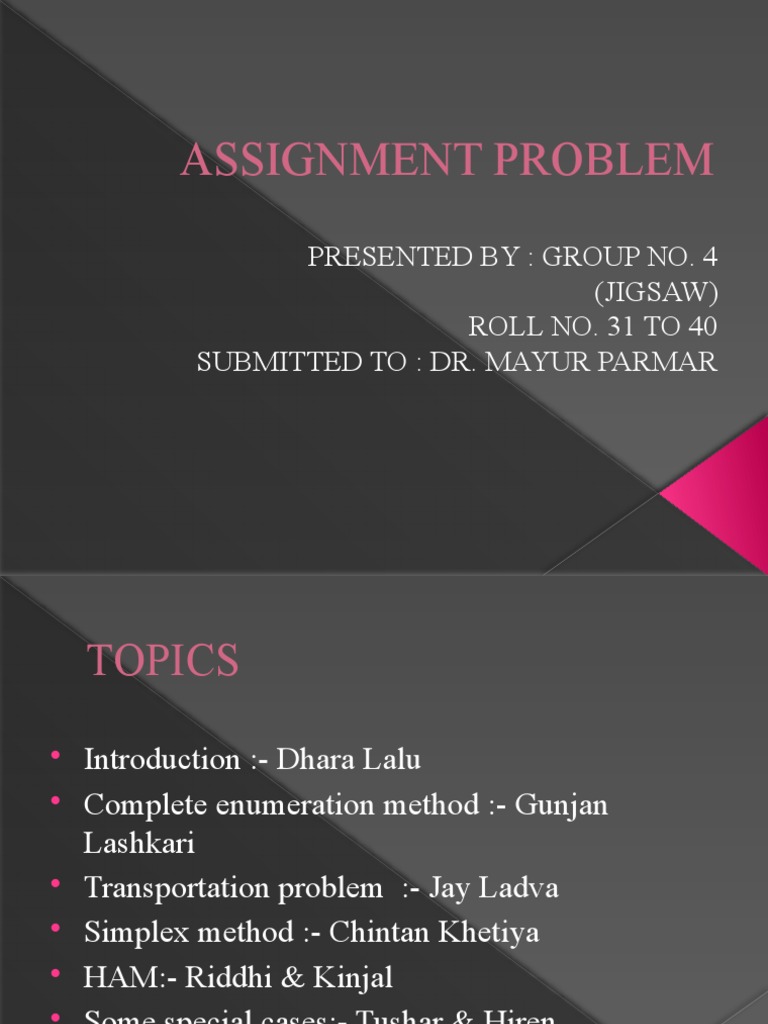 Assignment Problem 1 | PDF | Linear Programming | Mathematical Optimization