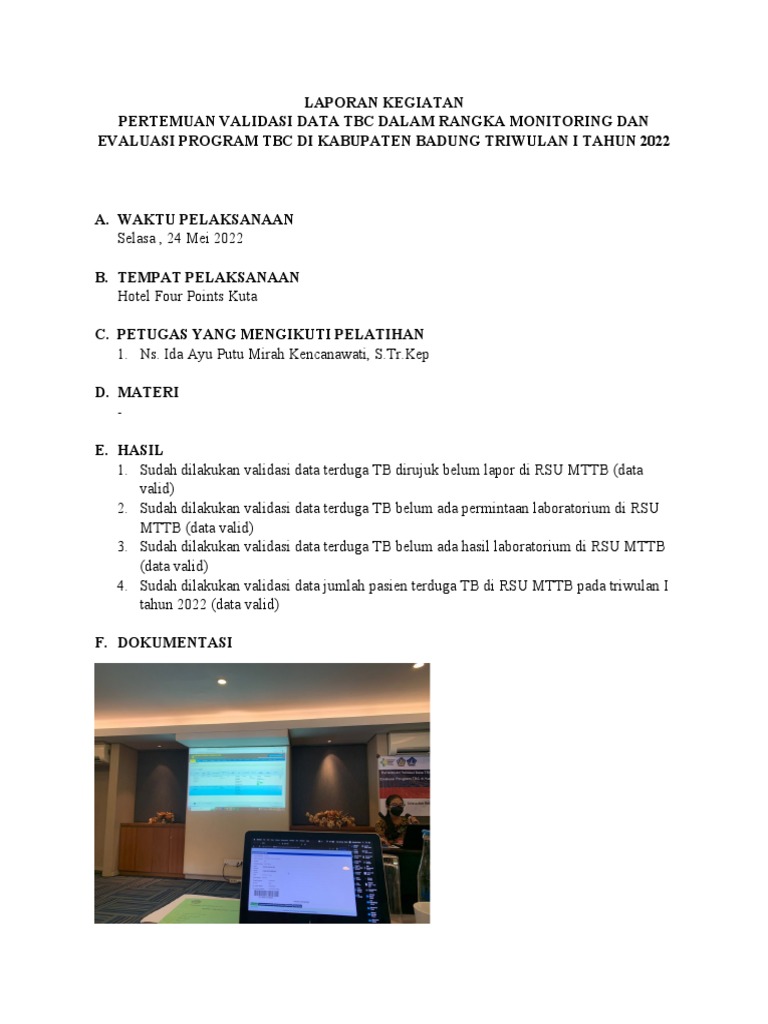 Laporan Validasi Data TBC Badung | PDF