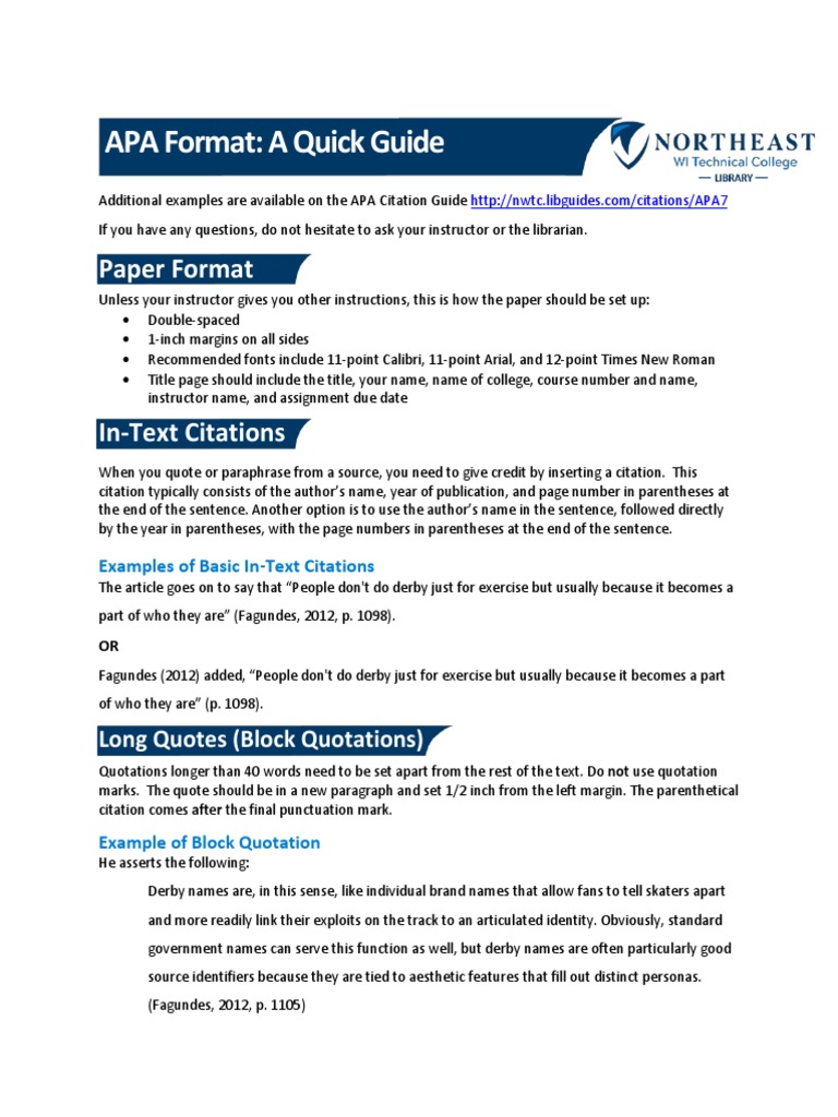 APA 7 Citation Quick Guide | PDF | Citation | Apa Style APA 7 Citation Quick Guide | PDF | Citation | Apa Style