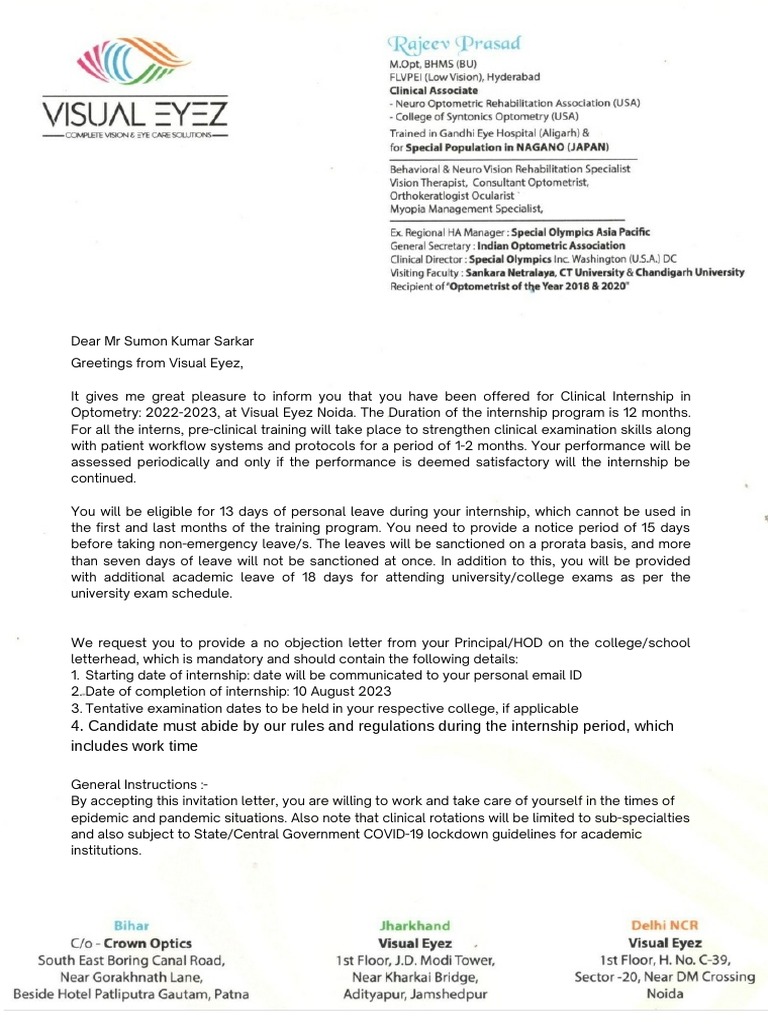 O&A Letter | PDF | Optometry | Social Programs