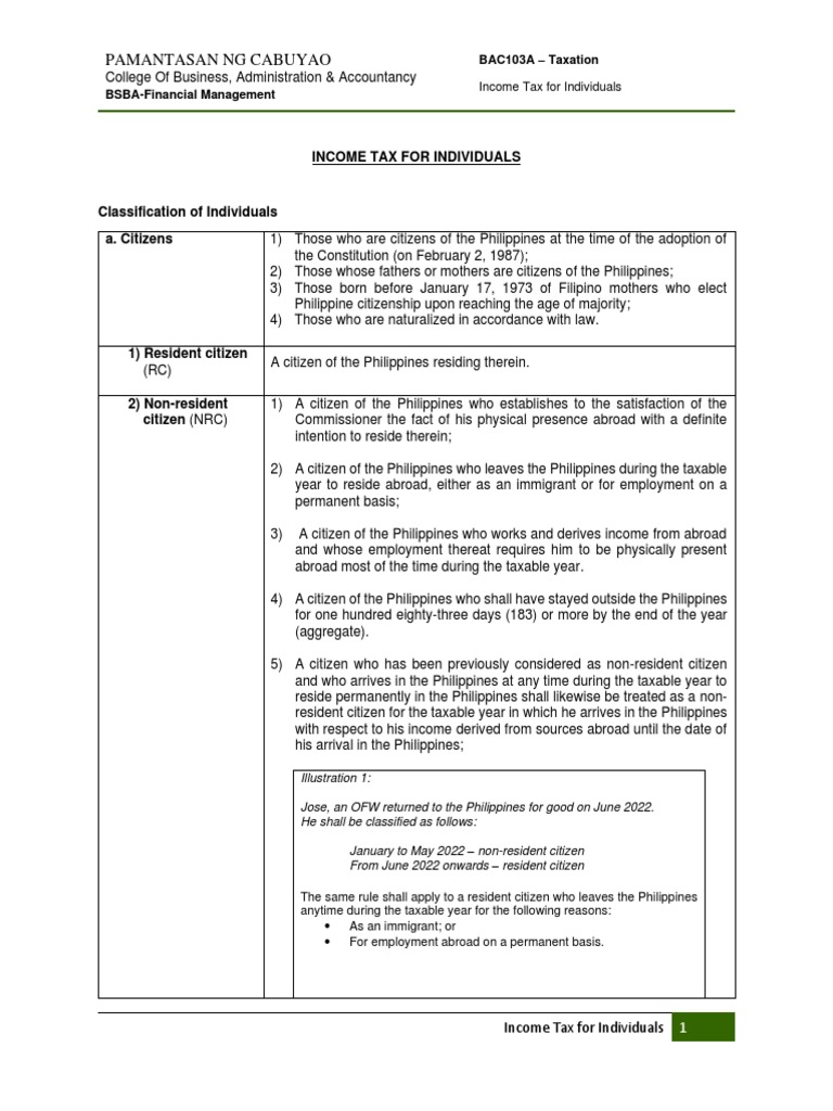 Non-Resident Filipino Citizen Tax Guide | PDF | Capital Gains Tax ...