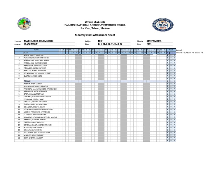 September Attendance: 10-Carrot Class | PDF