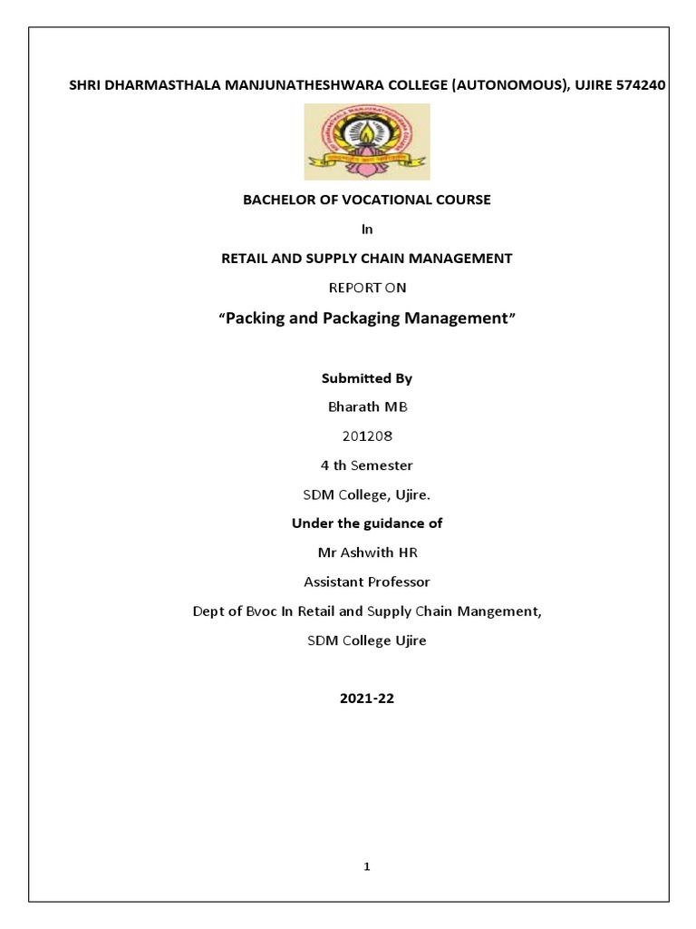 Packing and Packaging Management Project Report | Download Free PDF ...