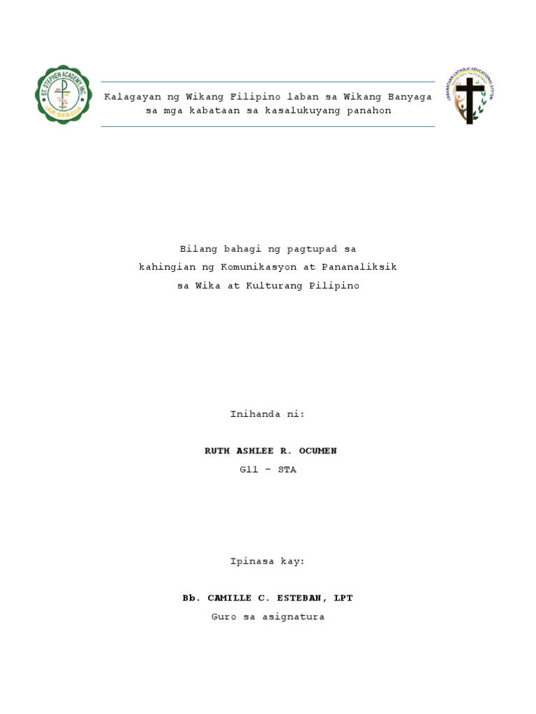 Paunang Pahina Pananaliksik | PDF