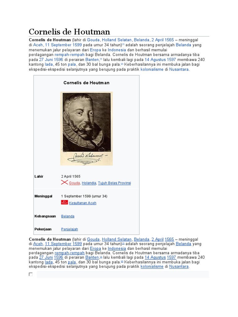 Perjalanan Cornelis de Houtman ke Indonesia | PDF