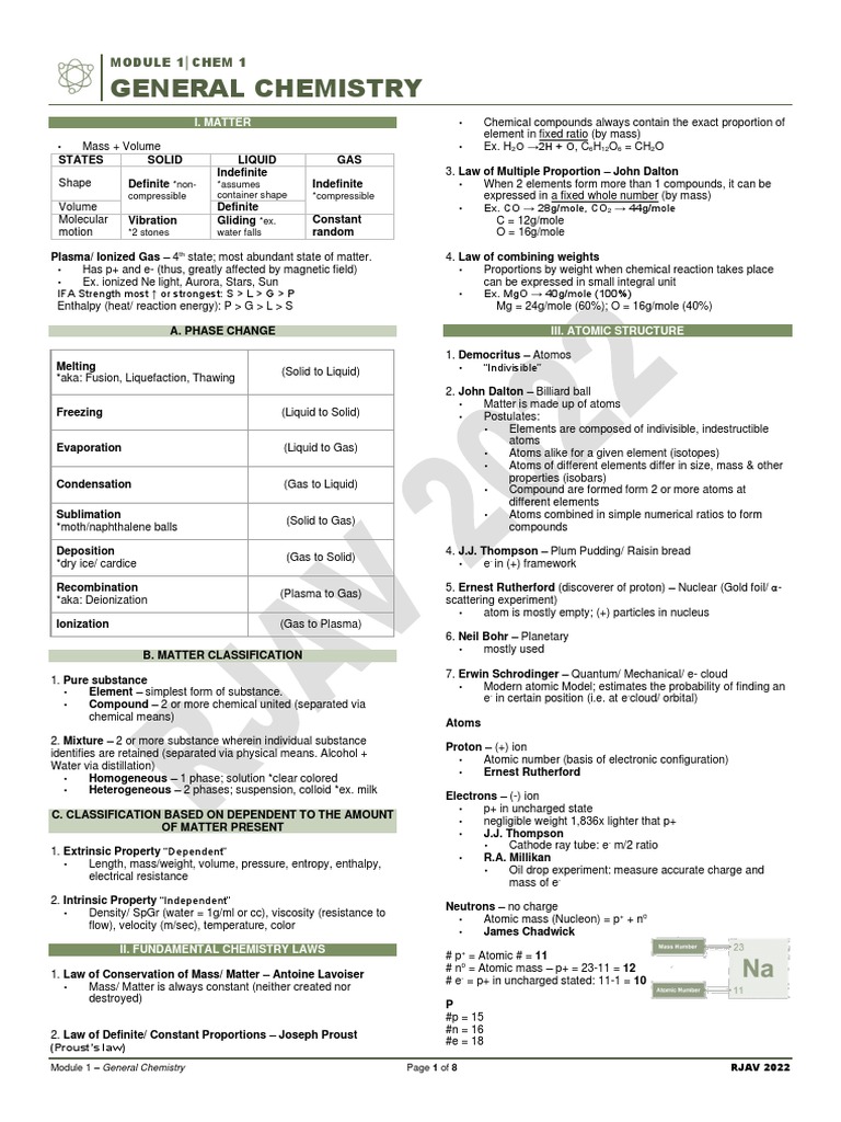 1.1 General Chemistry | PDF | Reaction Rate | Chemical Reactions