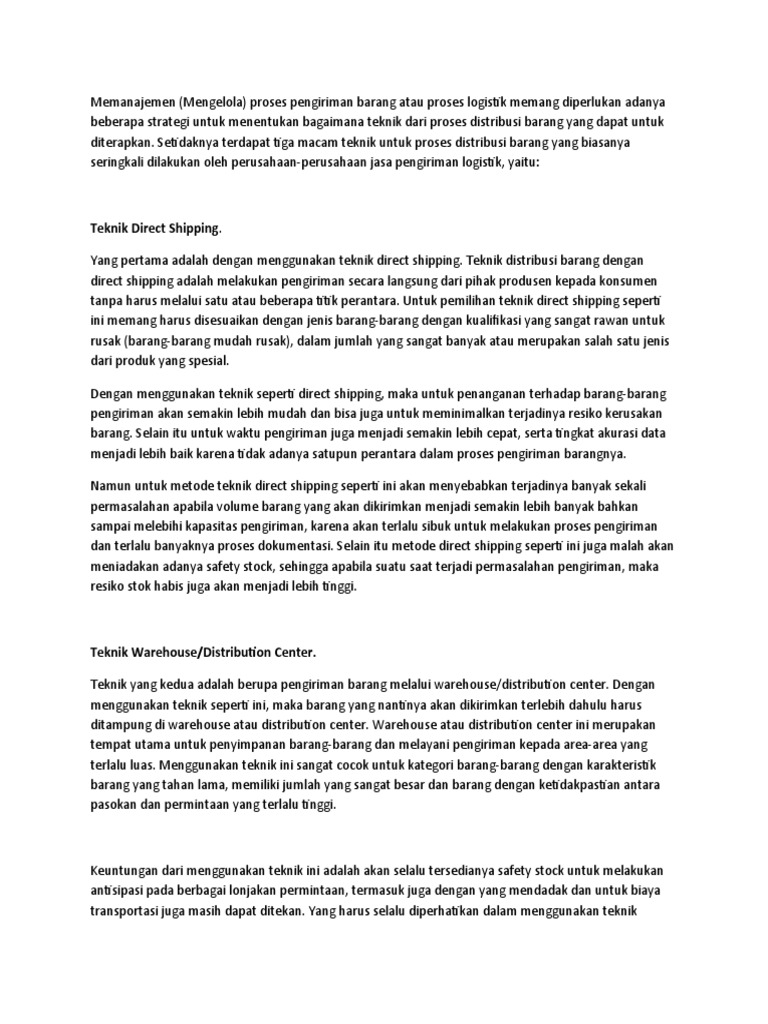 Teknik Manajemen Logistik | PDF