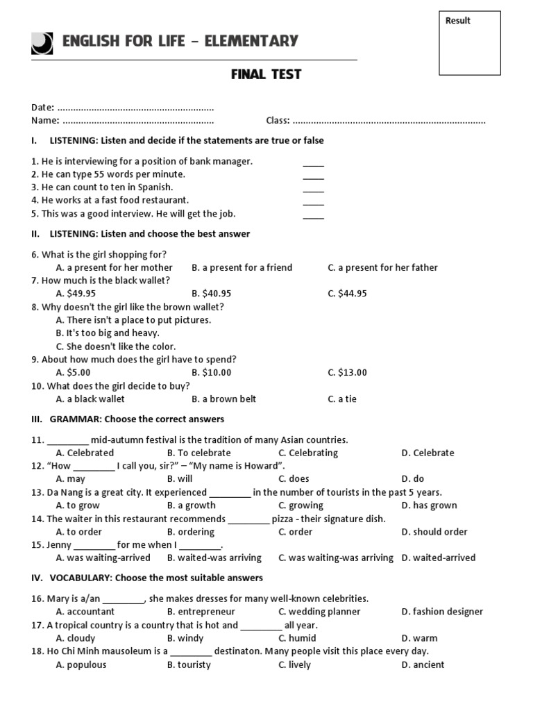 Final - Paper Test - 1 Copy Per Student | PDF | Internship | Job Hunting