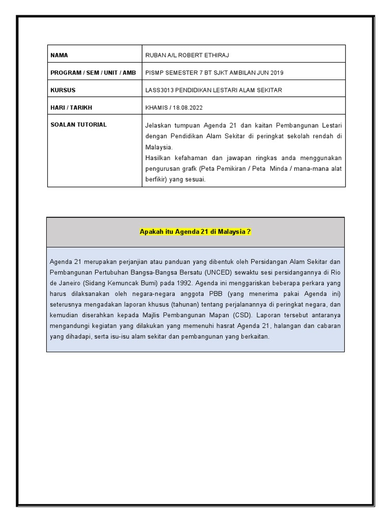Tutorial 2 LASS3013 18.08.2022 - RUBAN ROBERT ETHIRAJ | PDF