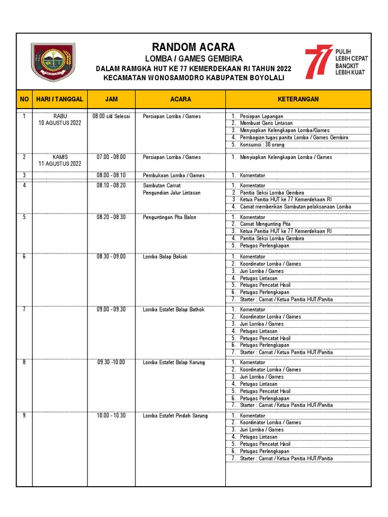 Random Acara Lomba Gembira | PDF