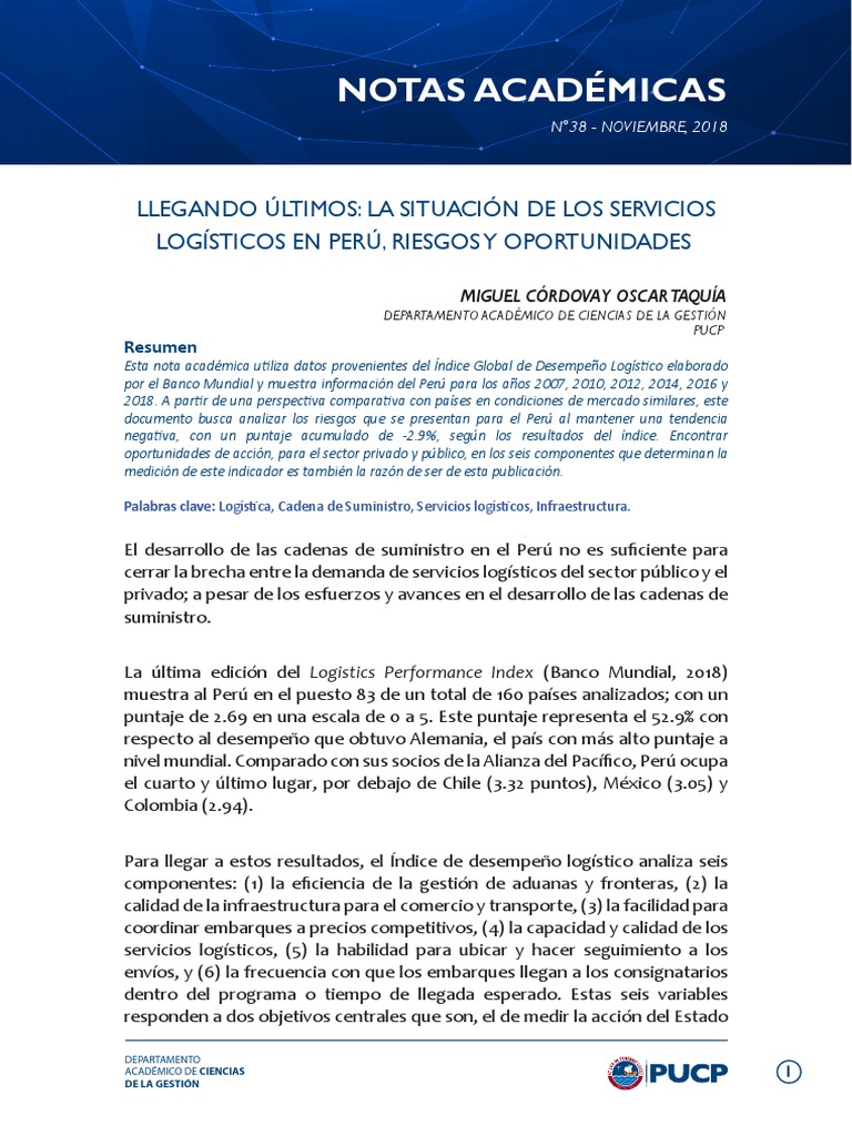 Nota Académica - Miguel Córdova y Óscar Taquia | PDF | Logística ...