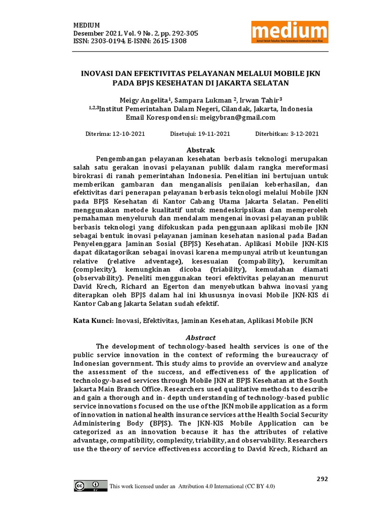 MENGANALISIS EFEKTIVITAS INOVASI PELAYANAN KESEHATAN BERBASIS TEKNOLOGI ...