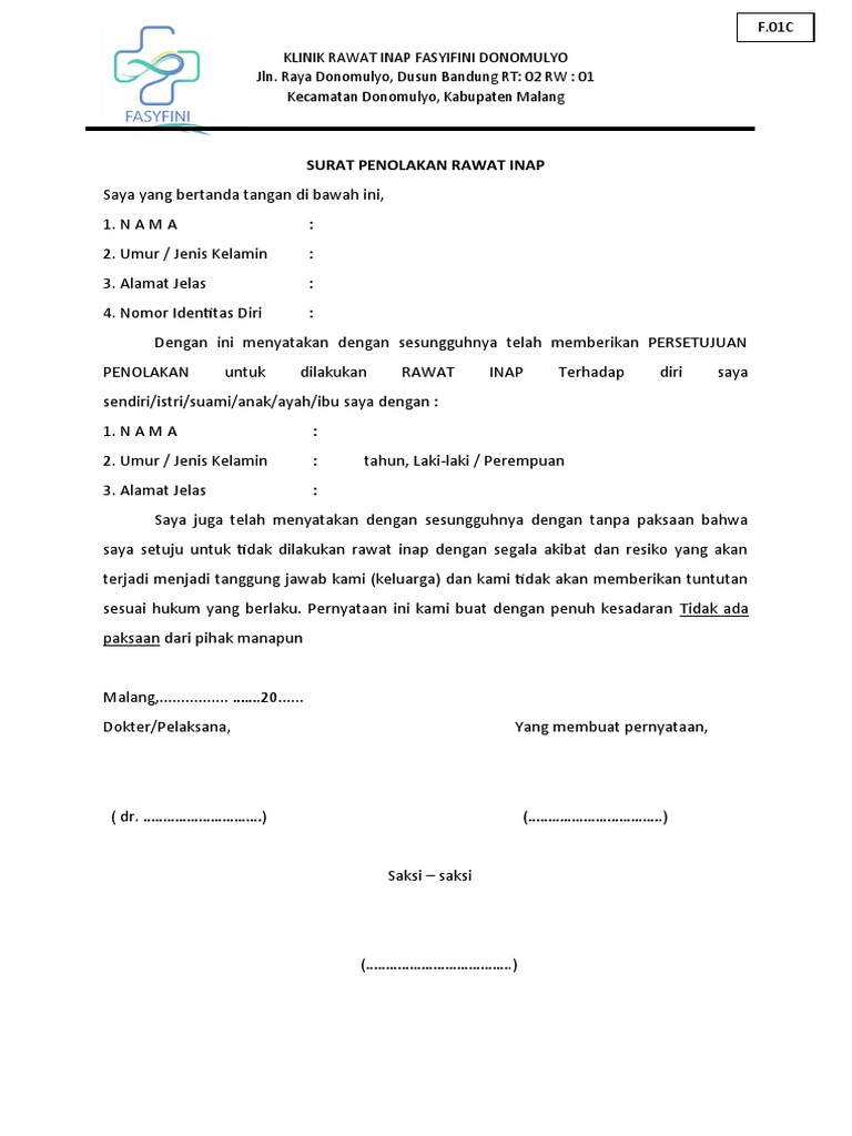 Surat Penolakan Rawat Inap | PDF | Politik