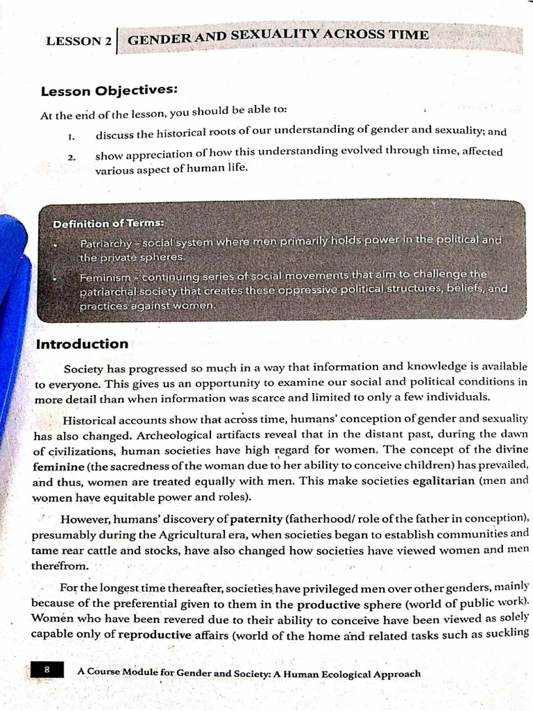 Prelim Lesson 2 Gender and Sexuality Across Time | PDF