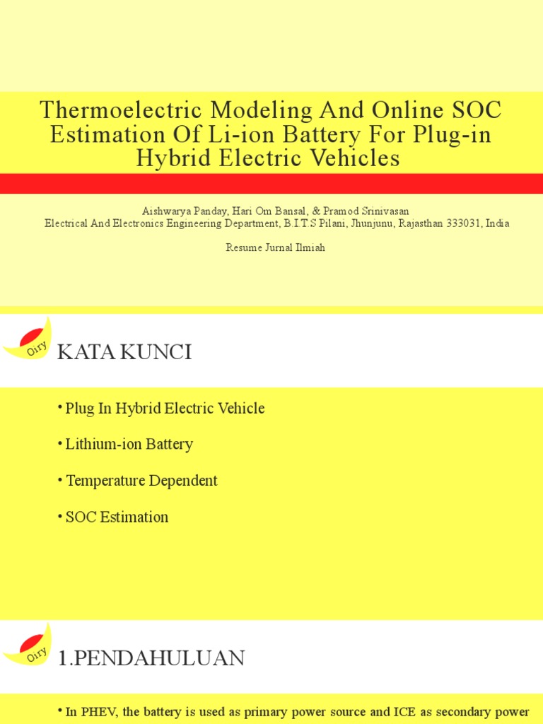 Resume 1 Thermoelectric Modeling and Online Soc Estimation of Li-Ion | PDF | Plug In Hybrid ...