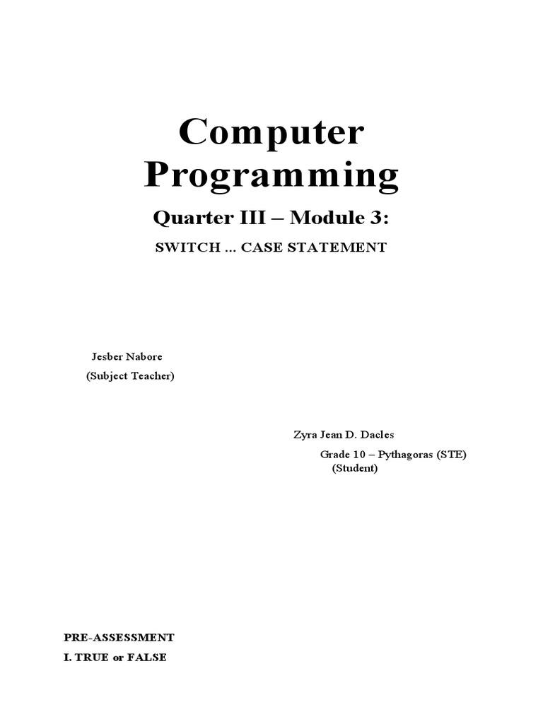 Computer Programming Module 3 Dacles | PDF | Namespace | Programming Paradigms
