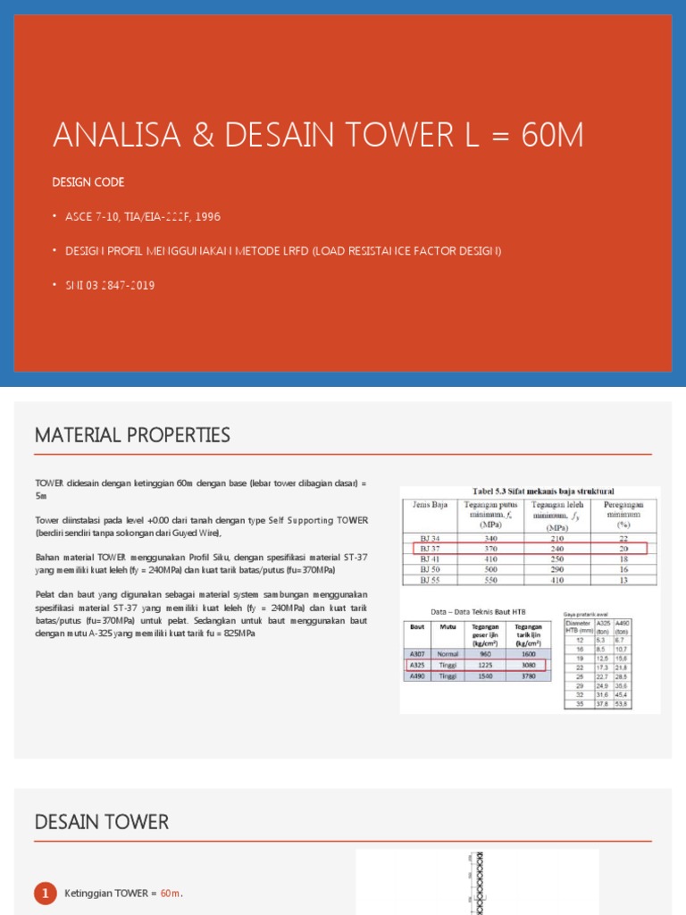 Desain & Analisis Tower 60m | PDF | Teknologi & Rekayasa