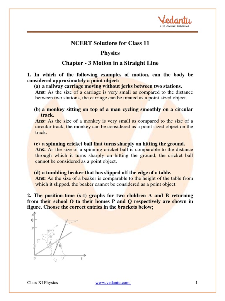 NCERT Class 11 Physics Motion Solutions | PDF | Velocity | Speed