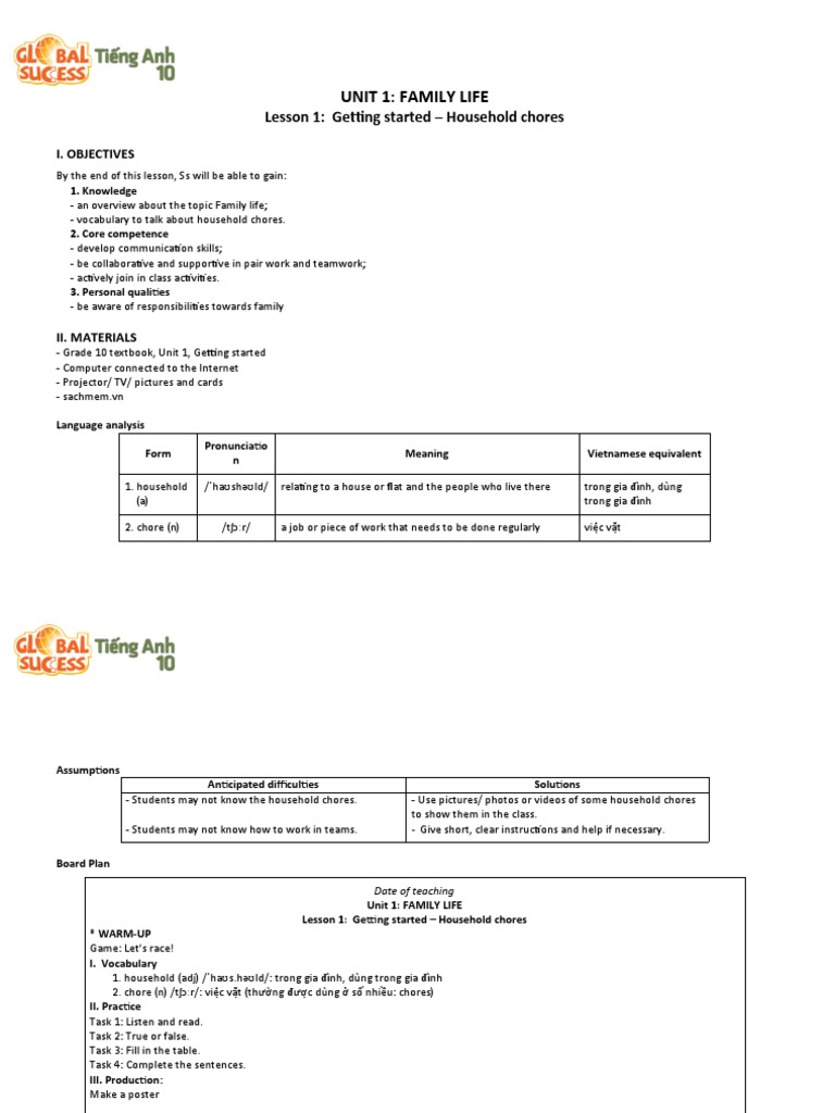 TA10-Unit 1 | PDF | Verb | Vocabulary
