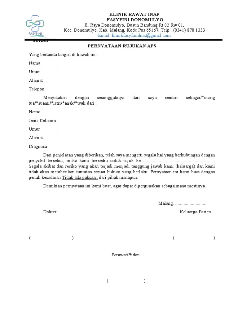 Surat Pernyataan Rujuk Aps | PDF