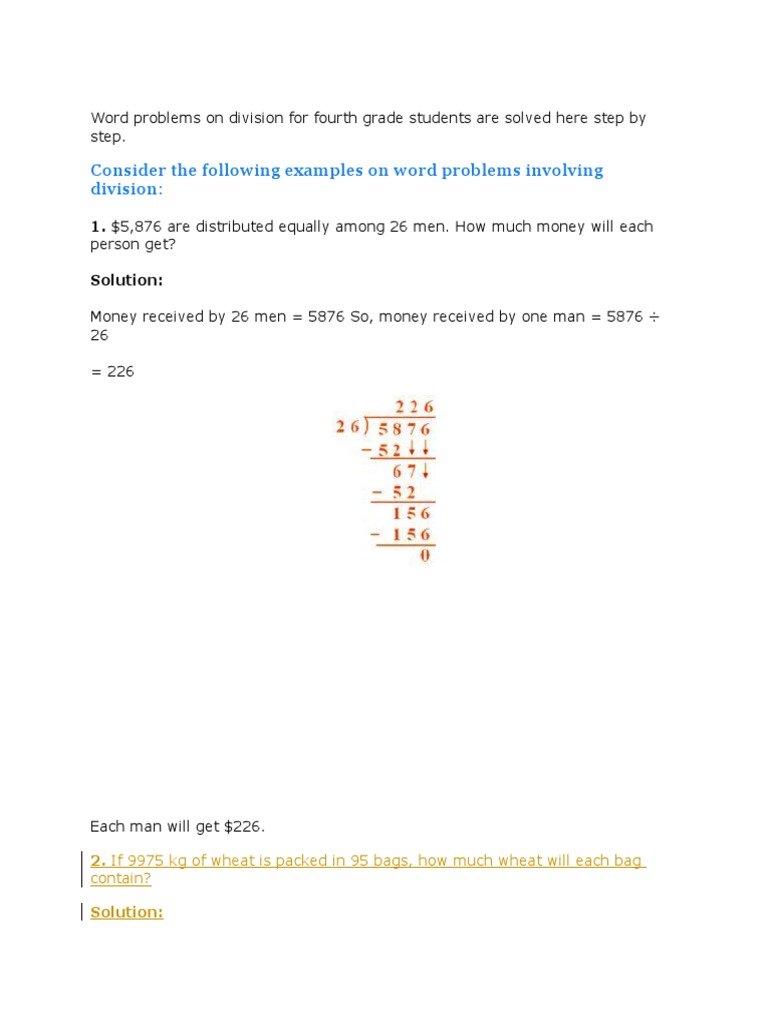 Division, Multiplication, Substraction, Decimal, Fraction, GCF and LCM Word Problems and ...