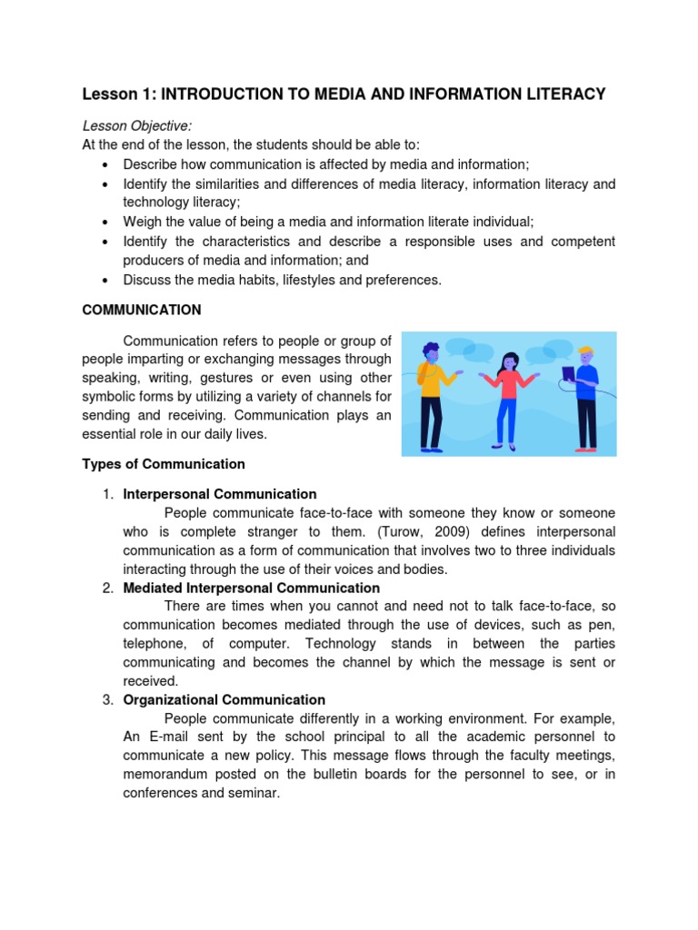 Lesson 1 Introduction To Media and Information Literacy | PDF ...