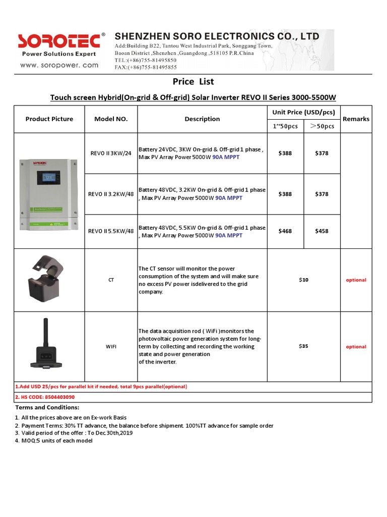 REVO-II Hybrid Solar Inverter Price List | Download Free PDF ...