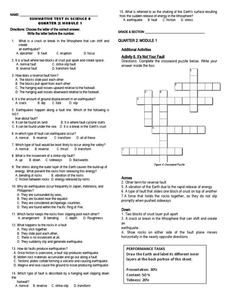 NAME: - Summative Test in Science 8 Quarter 2: Module 1 GRADE & SECTION ...