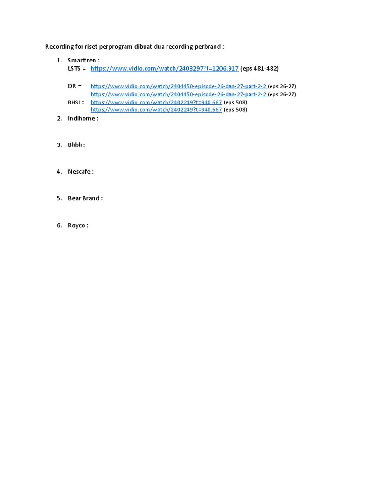 Recording For Riset Perprogram Dibuat Dua Recording Perbrand | PDF | Games & Activities | Computers